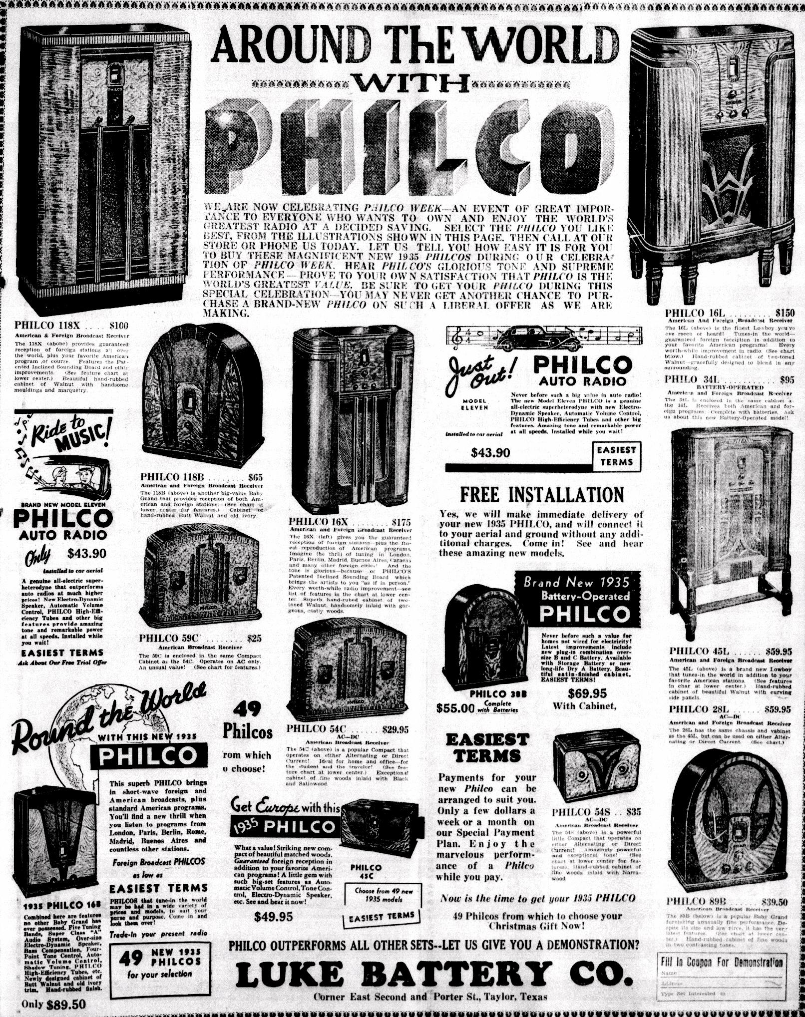 Philco Model 54S Table (Mantel) "Owl-Eye" Radio (1934/1935)