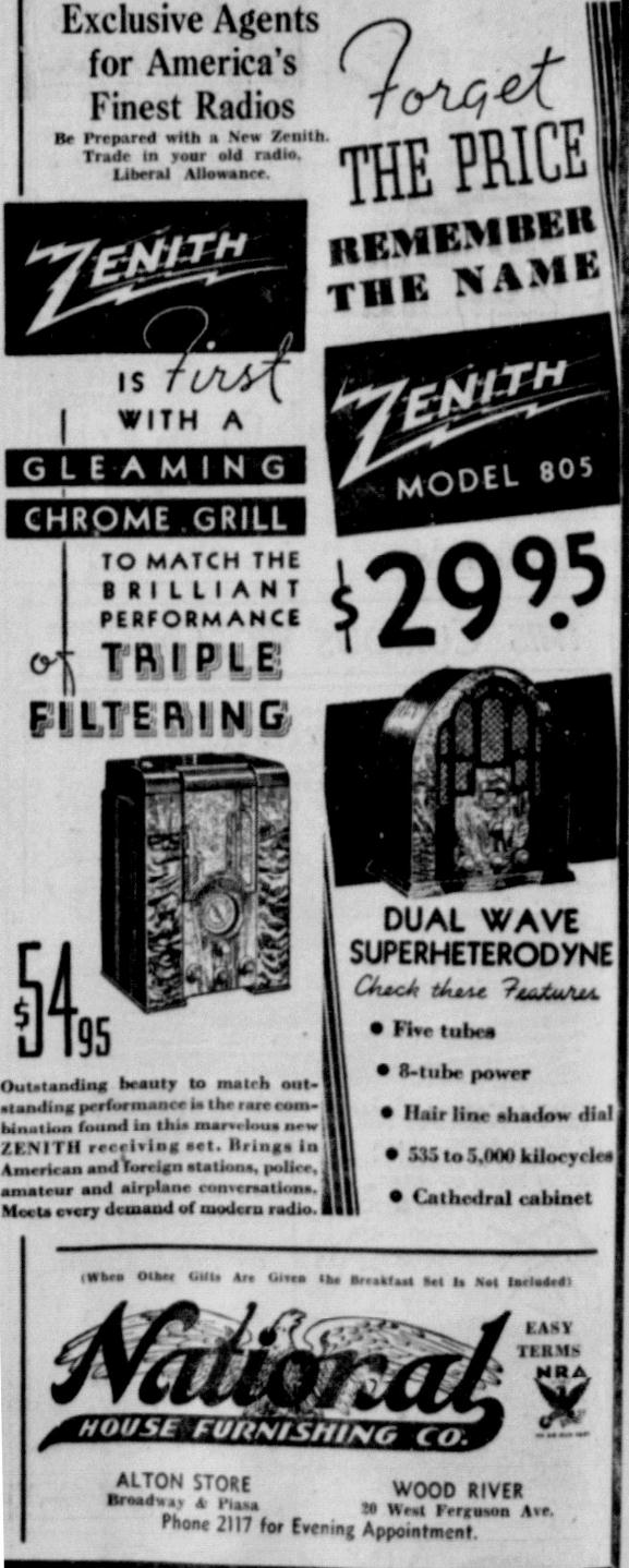 Zenith Model 809 Chrome-Grille Tombstone Radio (1934/35)