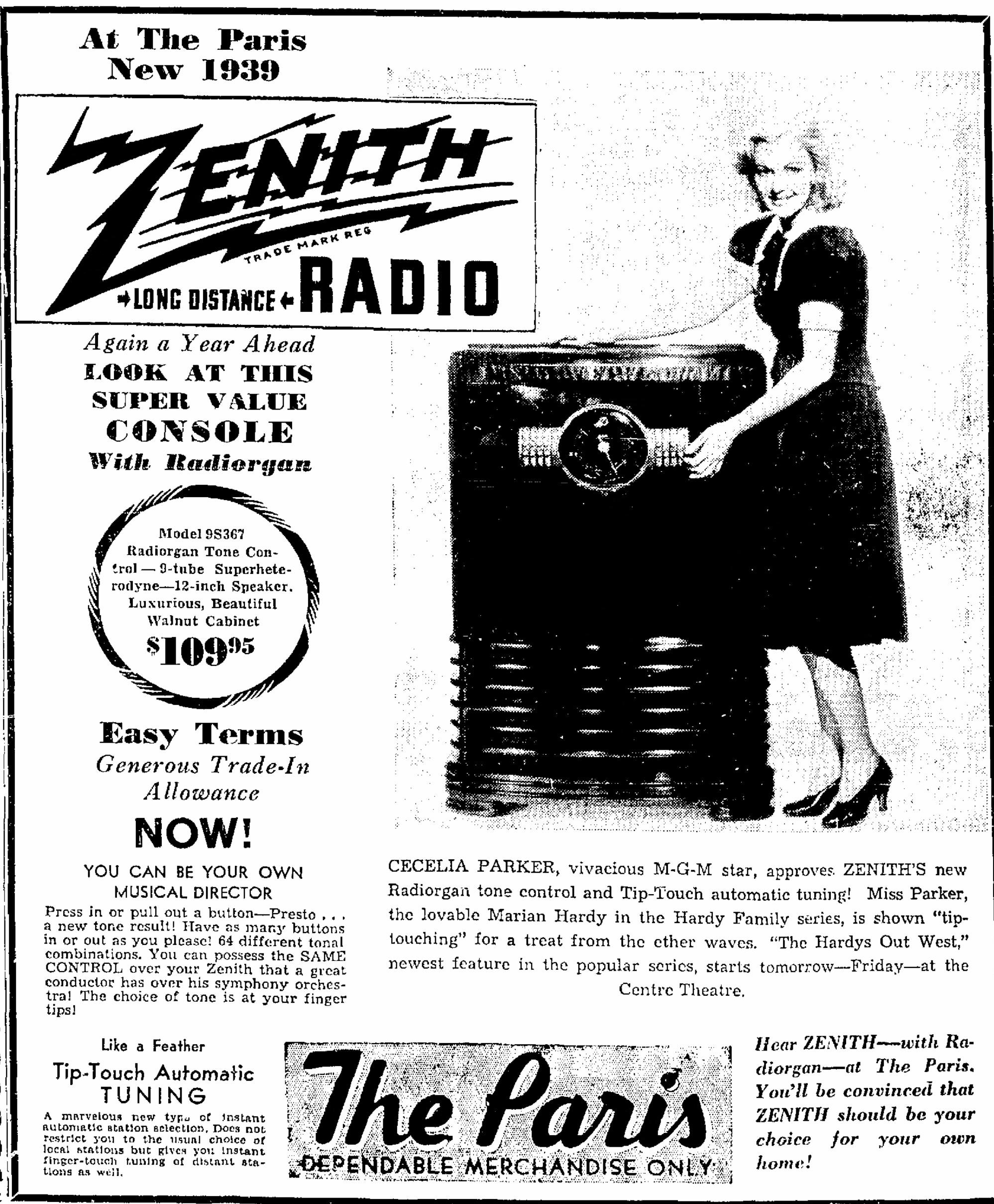 Zenith Model 9-S-367 (9S367) Console Radio (1939)