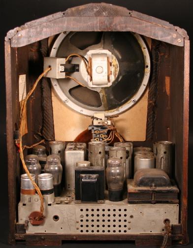 First two versions of the Philco 16B Tombstone Radio Side-By-Side