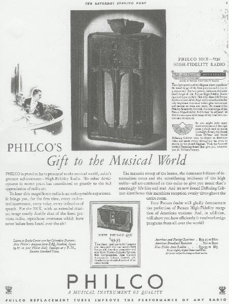 Philco Model 201X Advertisement